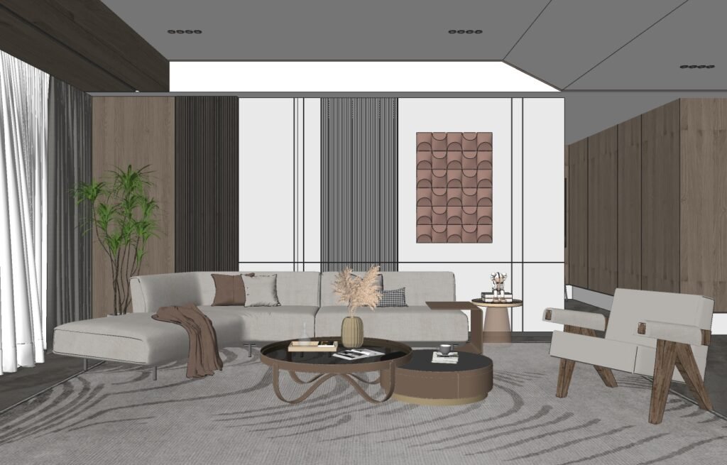 Descarga modelo interior de sala de estar para Sketchup - arqdecoskp.com