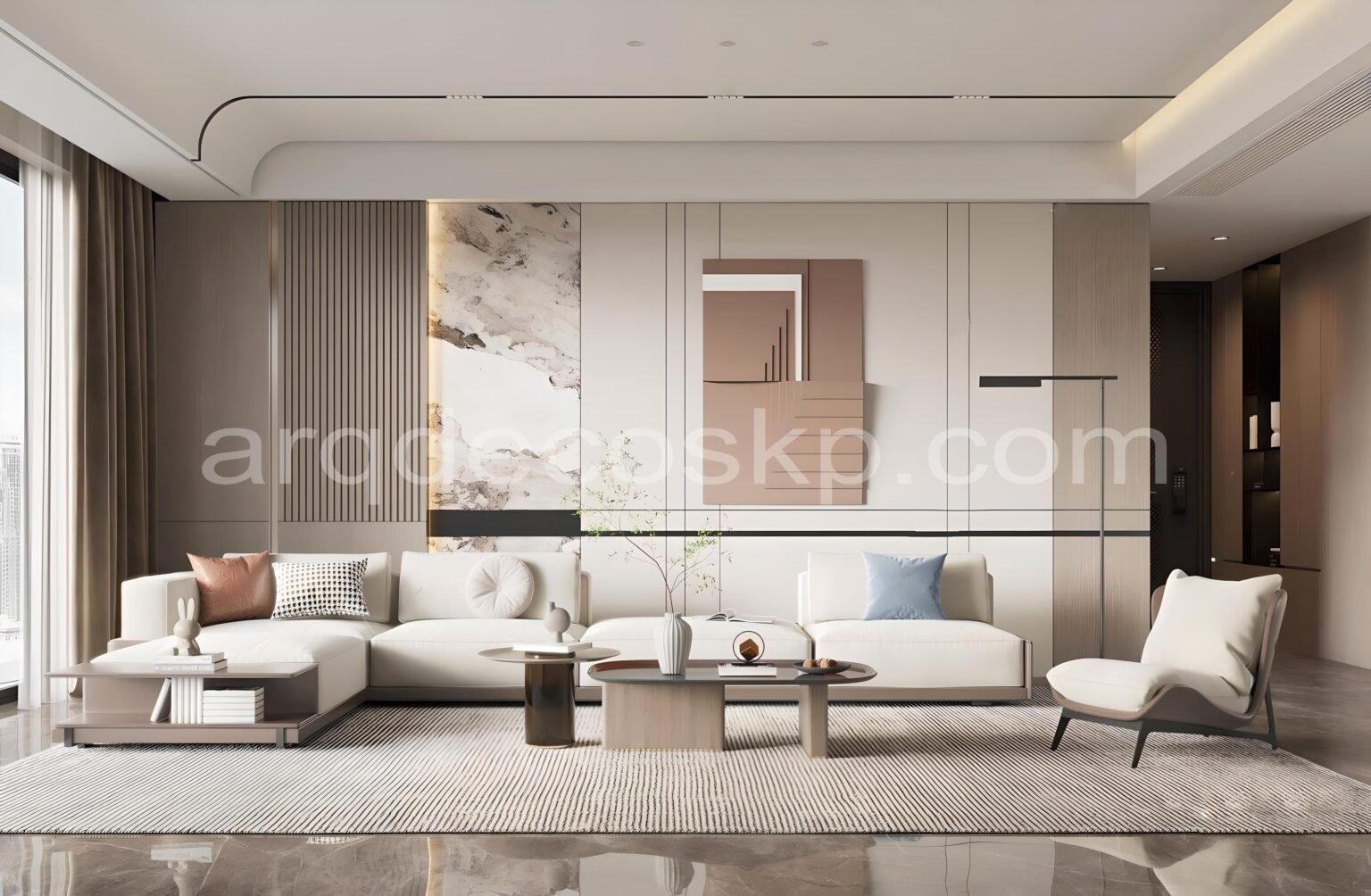 Descarga modelo interior de sala de estar para Sketchup - arqdecoskp.com