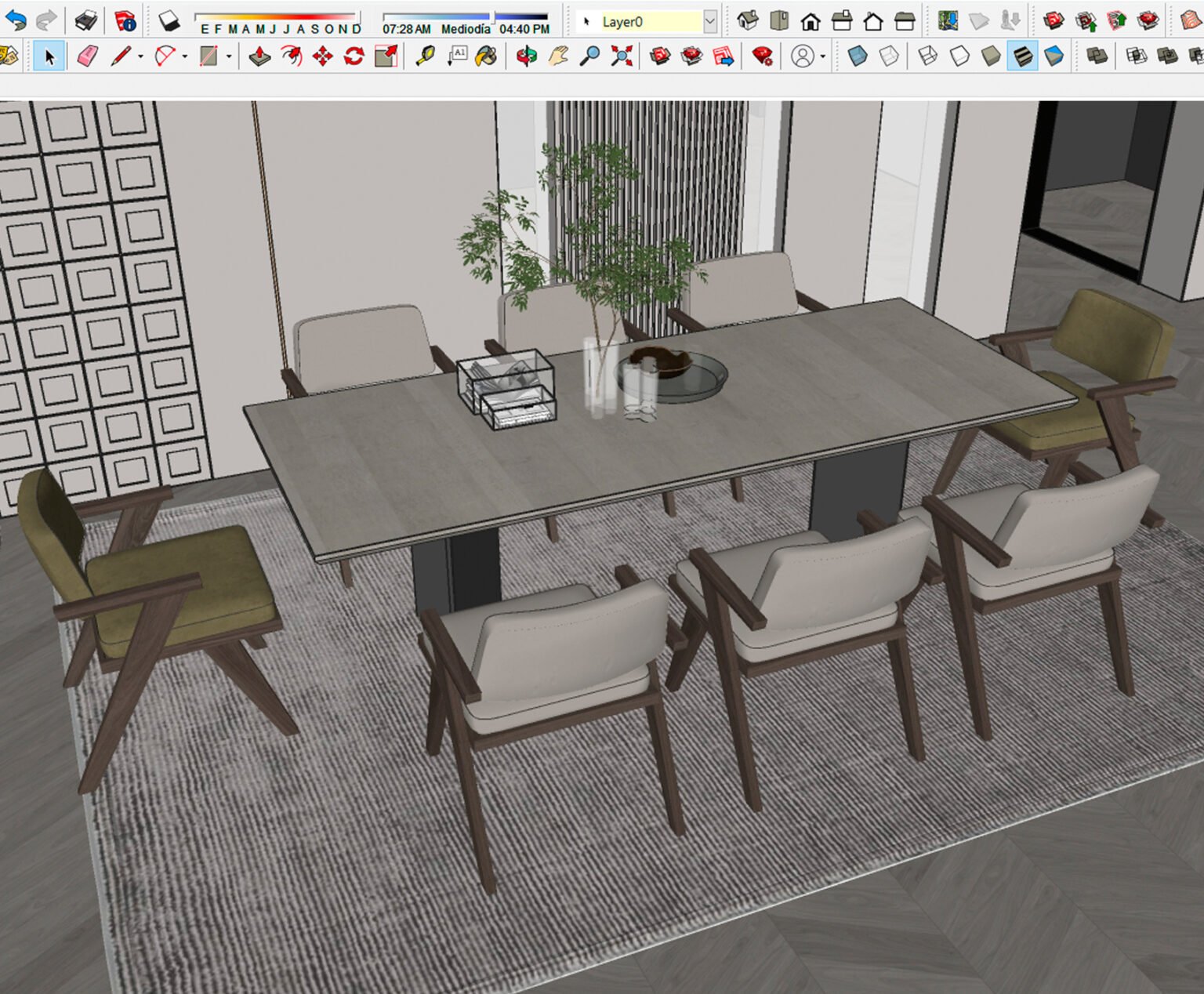 Descarga modelo de comedor para SketchUp - arqdecoskp.com