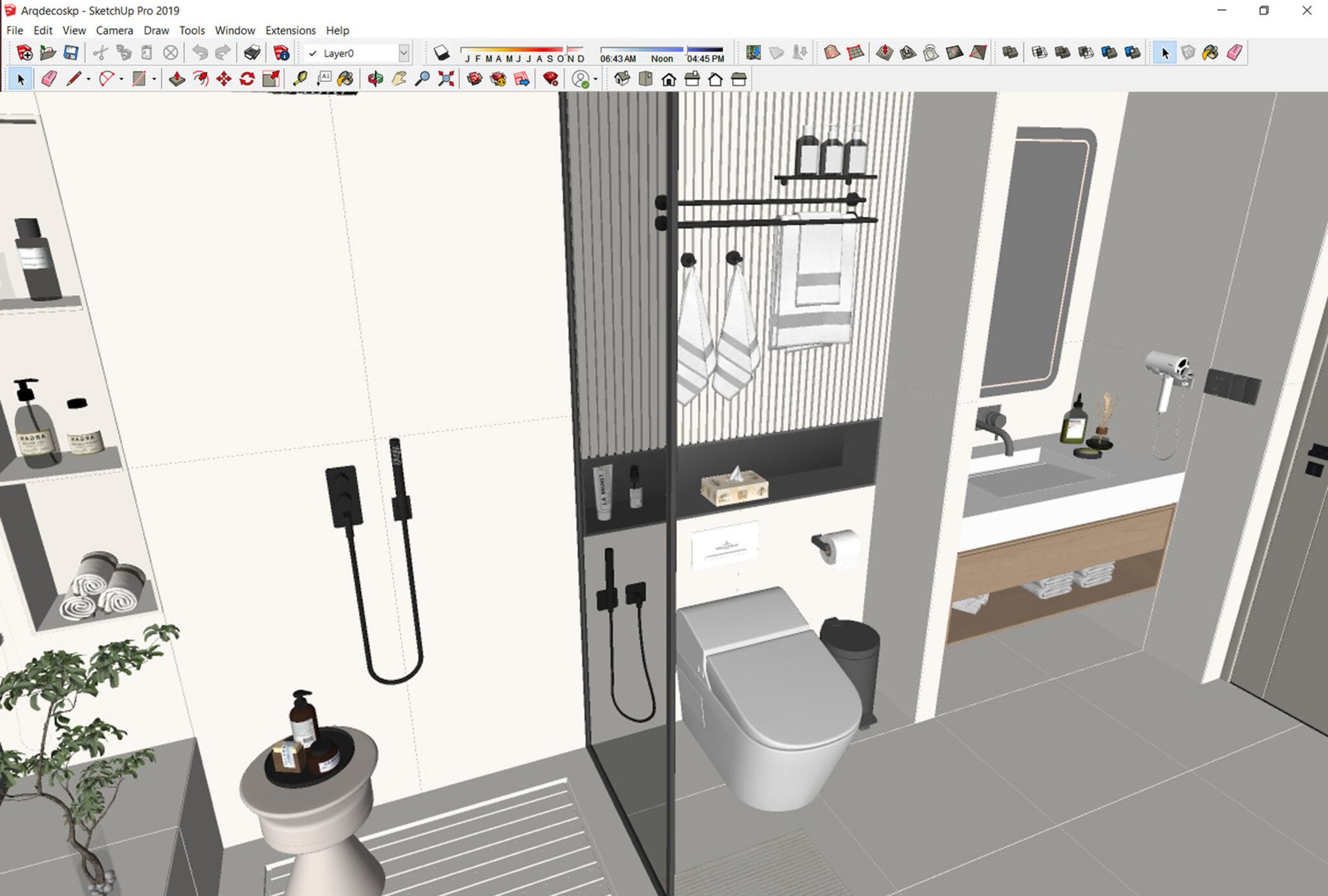 Descarga modelo interior de baño para SketchUp - arqdecoskp.com
