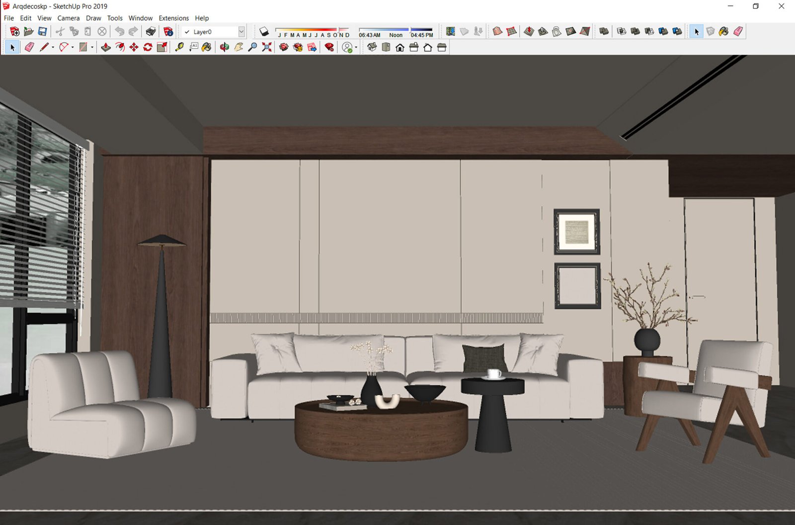 Descarga modelo interior de sala de estar para Sketchup - arqdecoskp.com