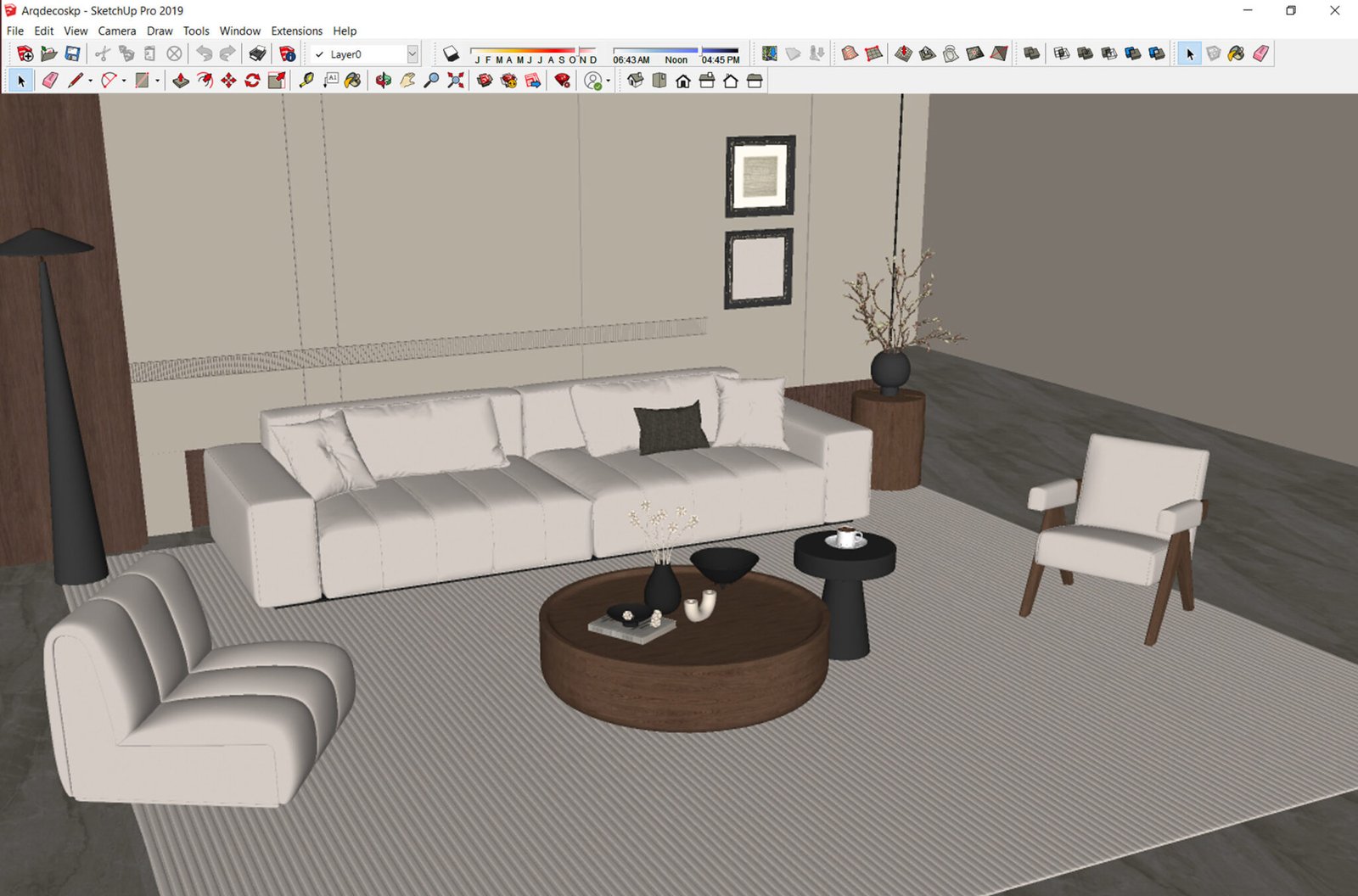 Descarga modelo interior de sala de estar para Sketchup - arqdecoskp.com