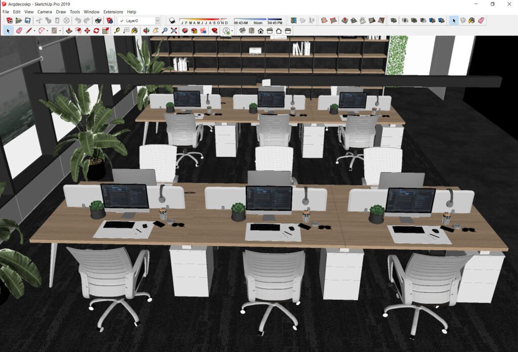 Descargar modelo de interior de oficina para Sketchup - arqdecoskp.com